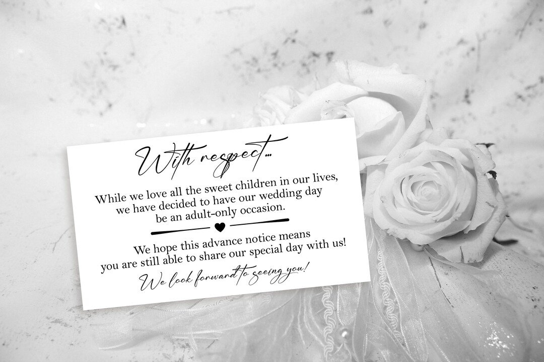 Adults Only Wedding Invitation Insert Card, No Kids at Wedding ...