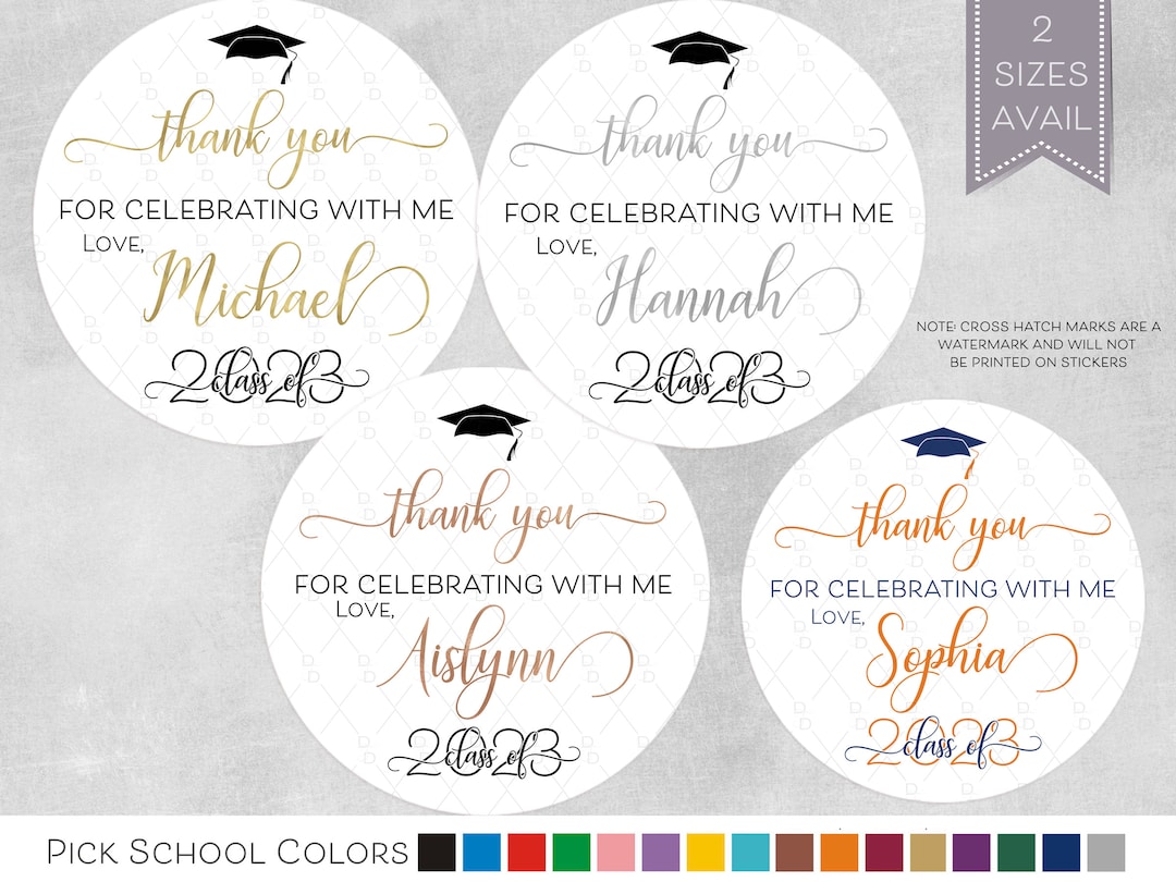 Graduation Thank You Sticker Graduation Party Favor Sticker - Etsy