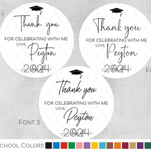 Graduation Thank You Sticker, Graduation Party Favor Sticker, Class of ...