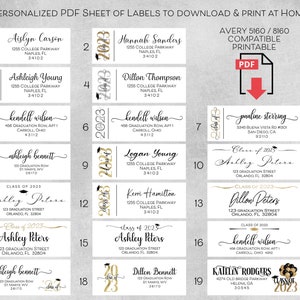 Graduation Address Label Download, Class of 2022, Graduate Mailing ...