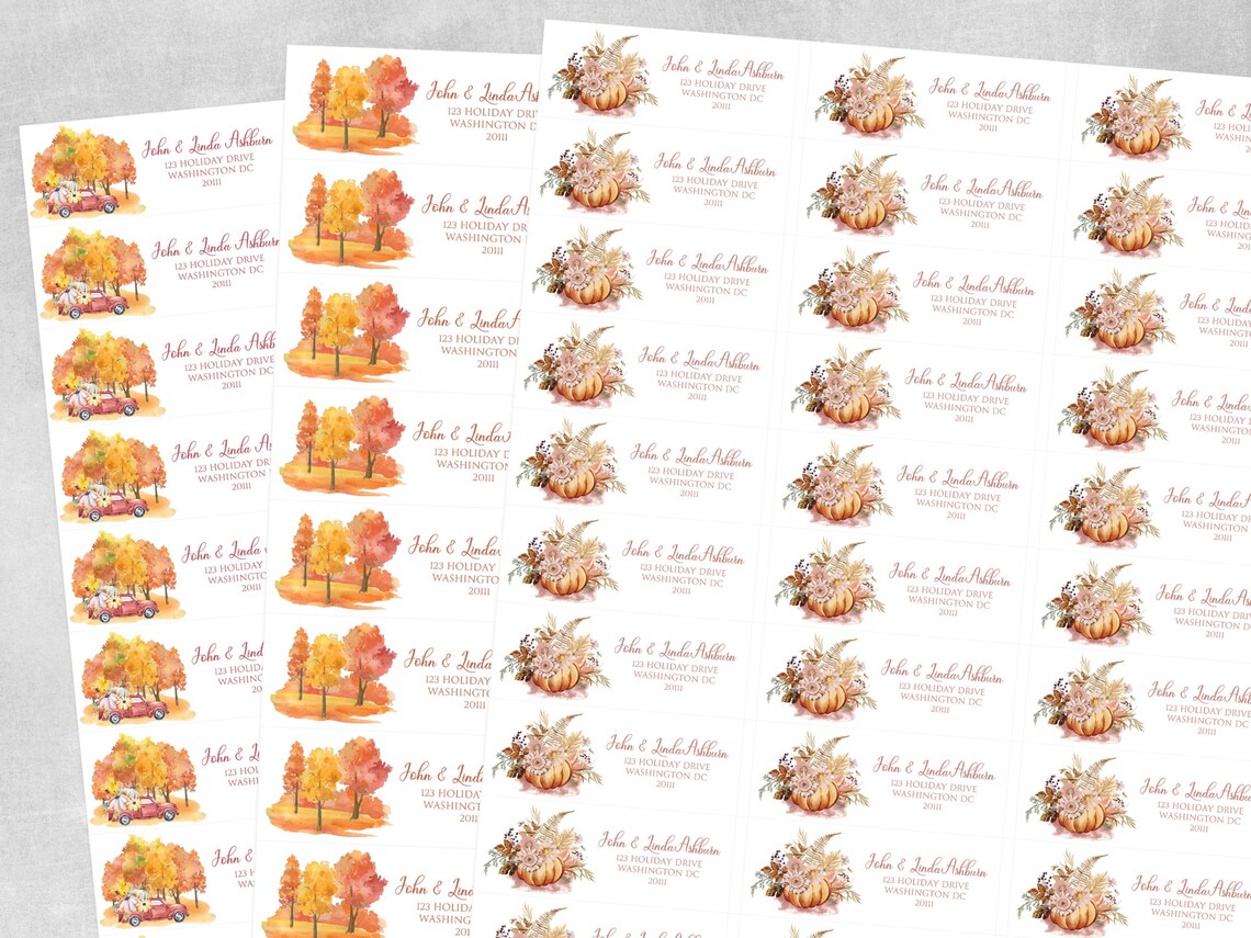 Fall Address Label, Autumn Address Label, Leaves Changing, Pumpkin ...