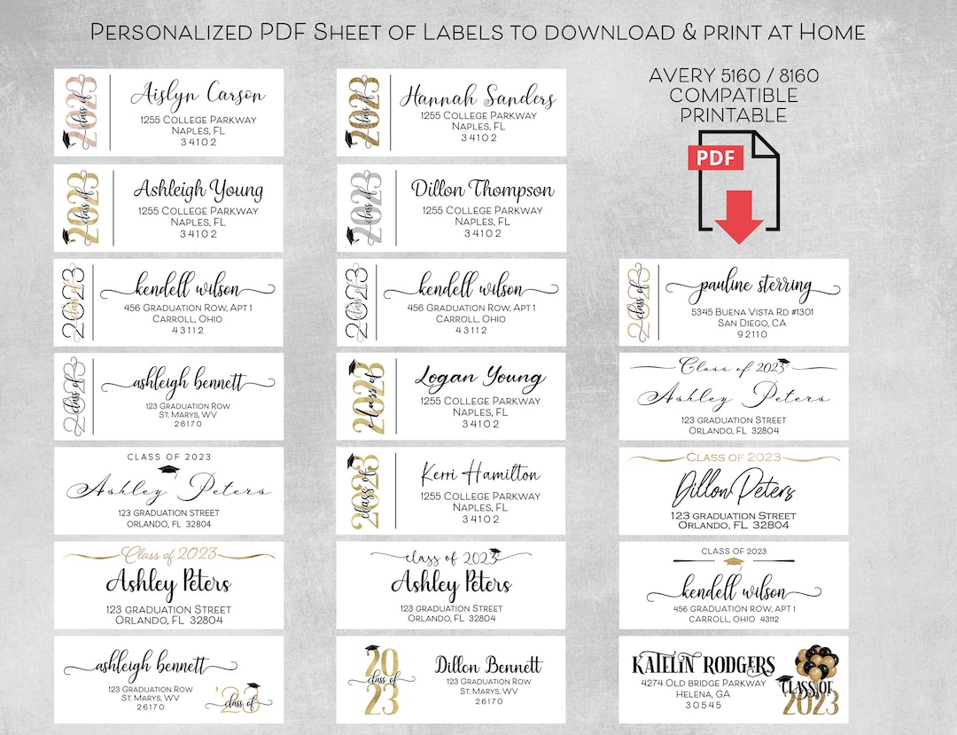 Graduation Address Label Download, Class of 2022, Graduate Mailing ...