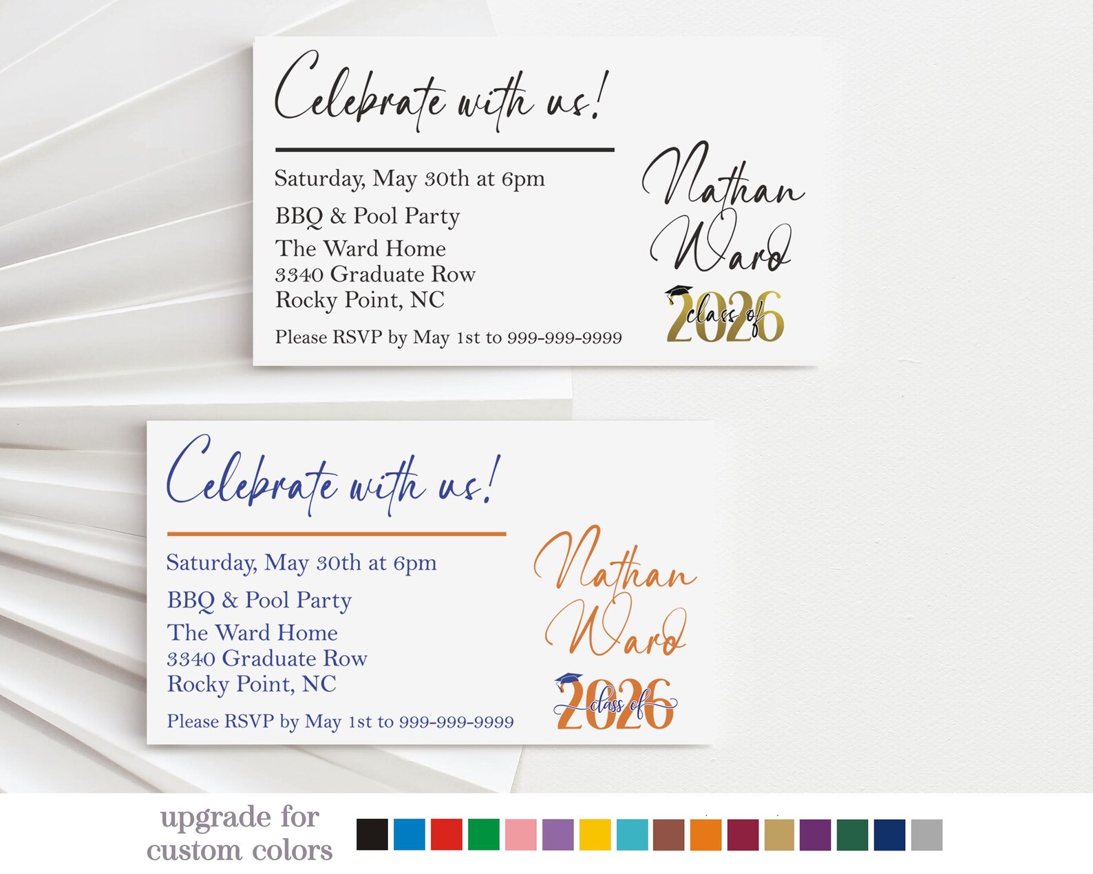 Graduation Party Insert Card, Grad Party Enclosure Card, Class of 2026 ...