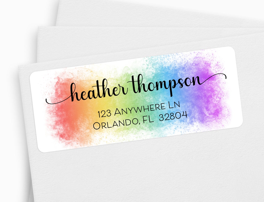 Rainbow Address Labels, Colorful Mailing Label, Pride Return Address ...
