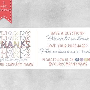 Custom Business Thank You Sticker, Thanks for Your Purchase Sticker ...