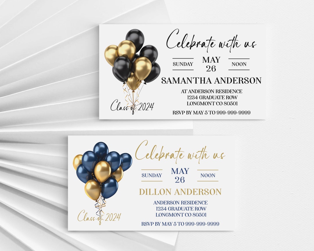 Graduation Party Insert Card, Grad Enclosure Card, Class of 2024 ...