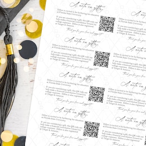 Graduation Gift Insert Card, College Fund QR Code Enclosure Card for ...