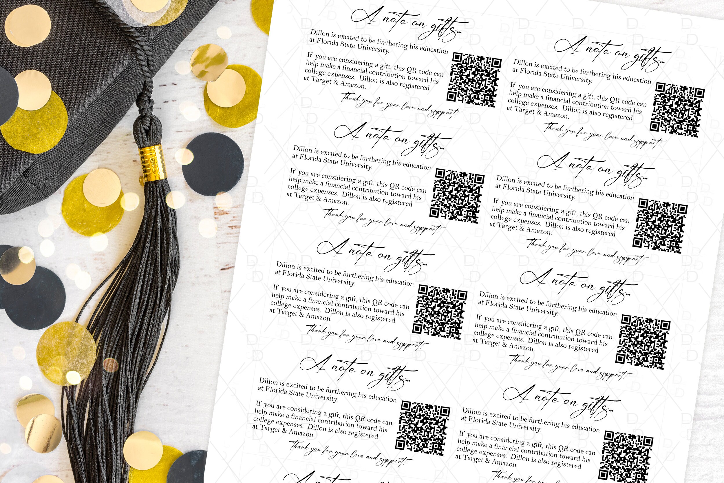 Graduation Gift Insert Card, College Fund QR Code Enclosure Card for ...