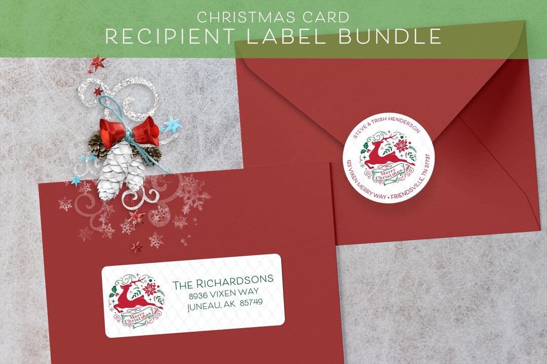 Christmas Reindeer Guest Label Bundle, Christmas Recipient Labels With ...