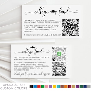 Graduation Gift Insert Card, College Fund QR Code Enclosure Card for ...