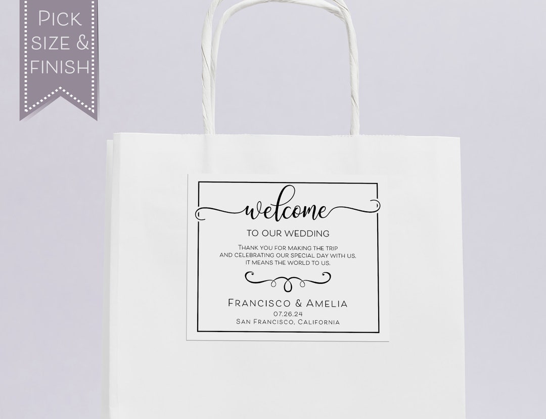 Wedding Welcome Bag Sticker, Hotel Welcome Label for Out of Town Guests ...