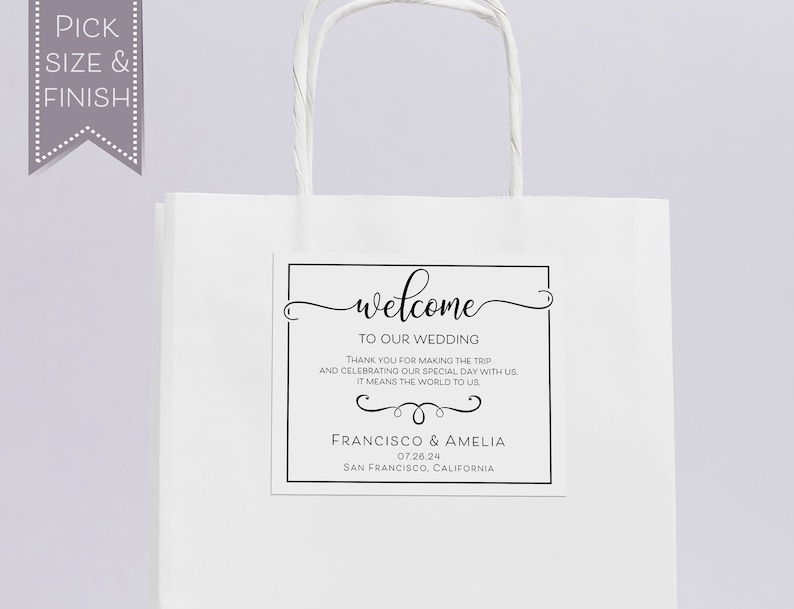 Wedding Welcome Bag Sticker Hotel Welcome Label for Out of - Etsy