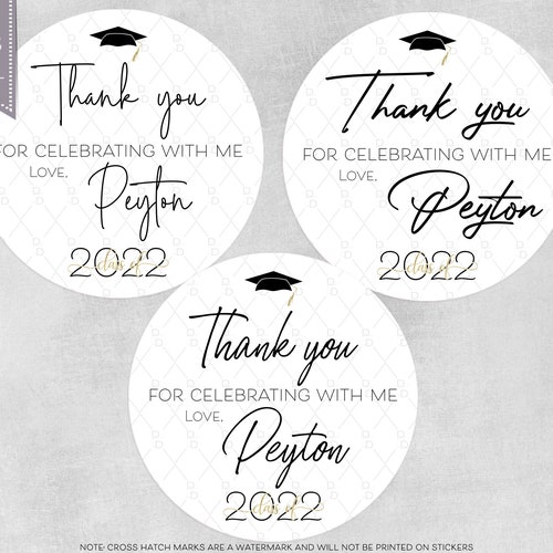 Graduation Thank You Sticker Graduation Party Favor Sticker | Etsy