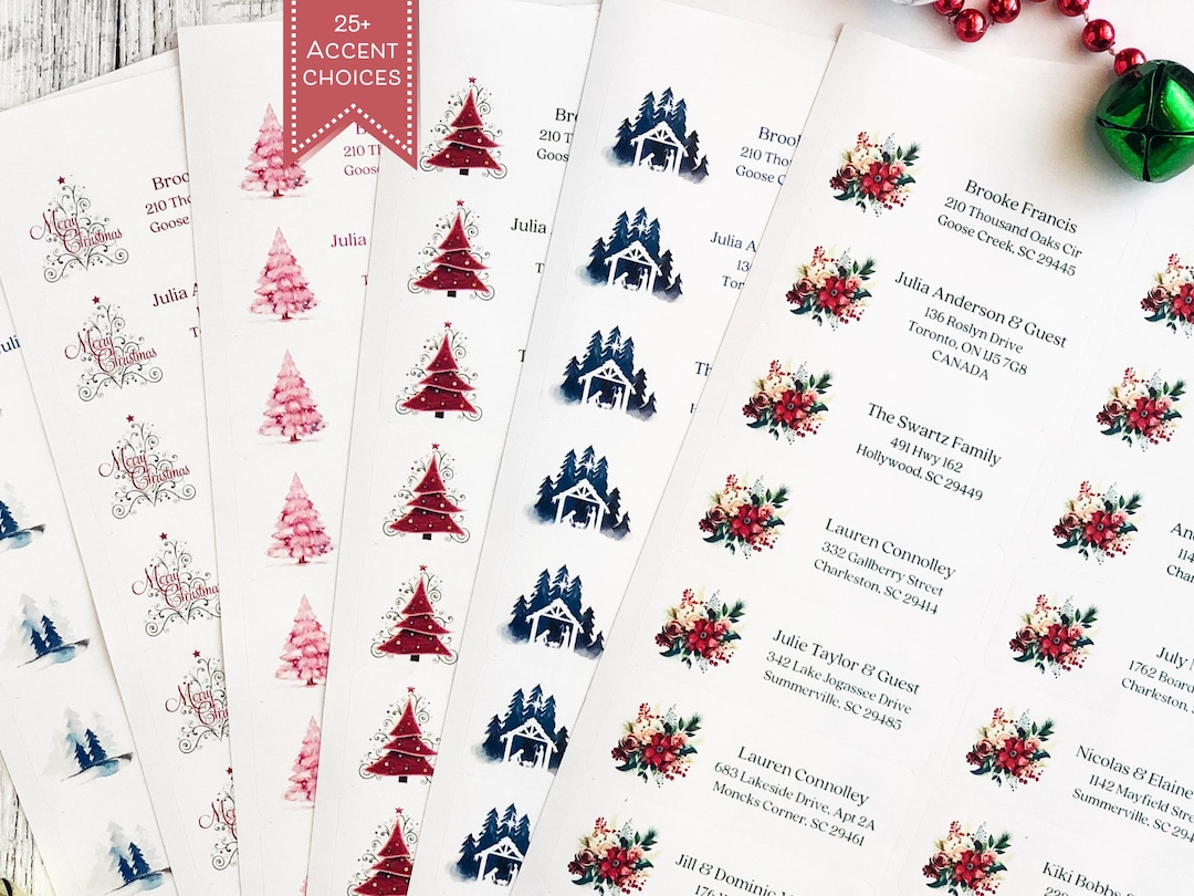 Christmas Card Recipient Address Label, Guest Address Label, Holiday ...