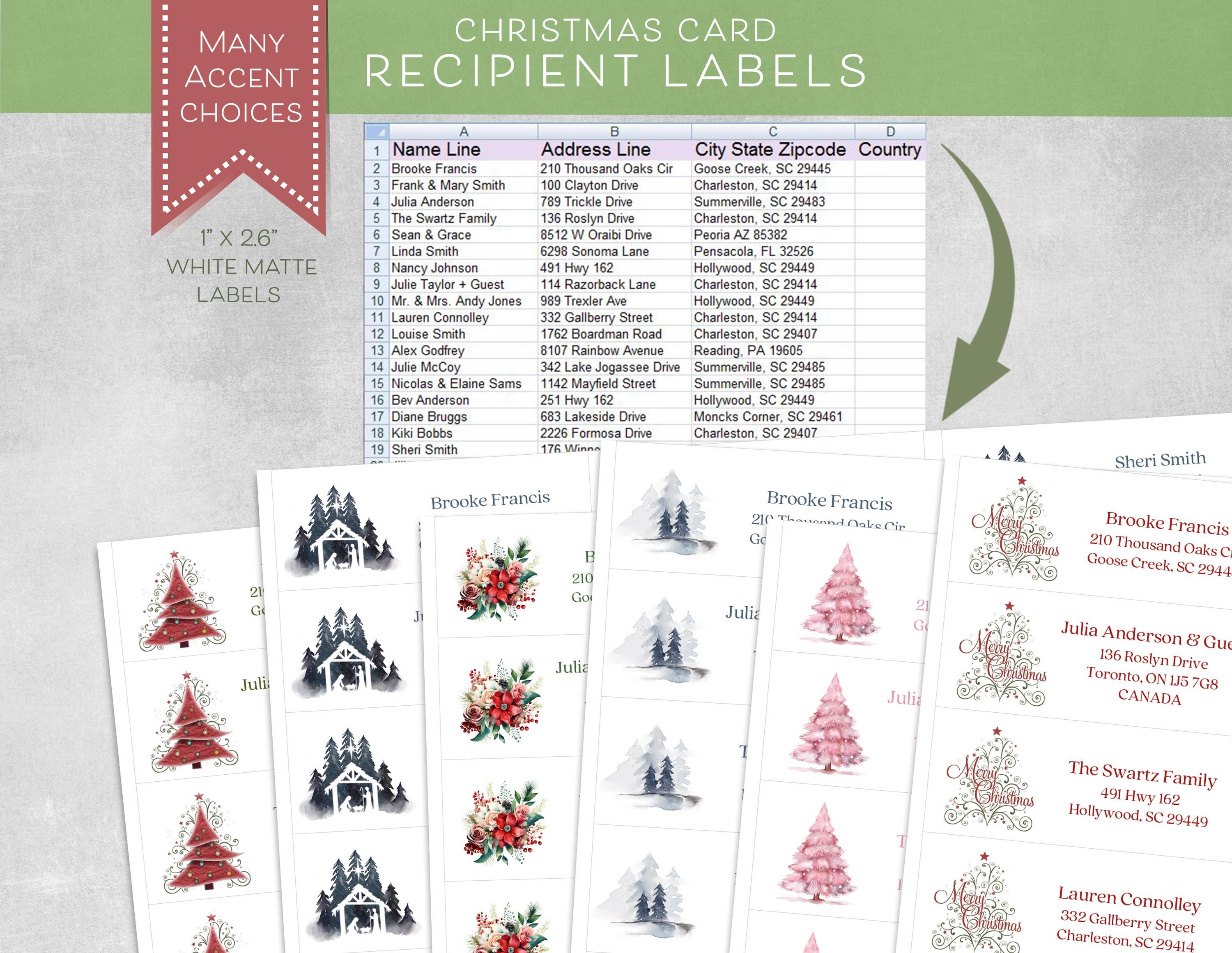 Christmas Address Label, Guest Address Label, Christmas Card Label ...