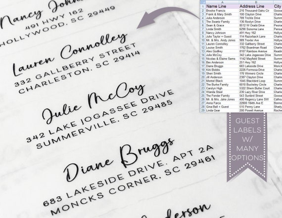 Guest Address Label for Wedding Invitation Announcement Save - Etsy
