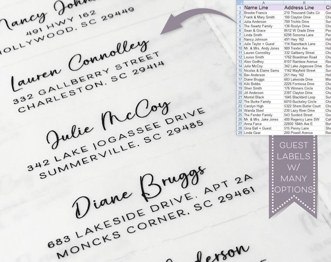 Printed Wraparound Label for Wedding Invitation Guest, Kindly Deliver ...