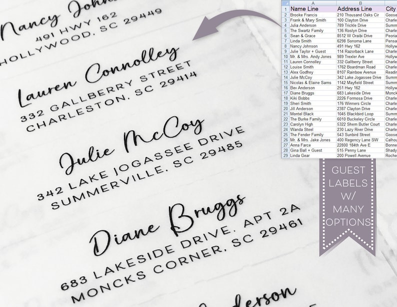 Guest Address Label for Wedding Invitation Announcement Save - Etsy