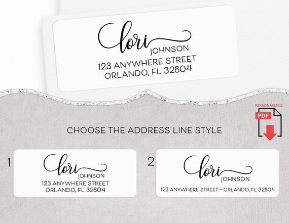 Address Label PDF Download Return Address Mailing Address - Etsy