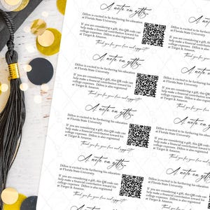 Graduation Party Insert Card With College Fund QR Codes, Grad Gift Cash ...