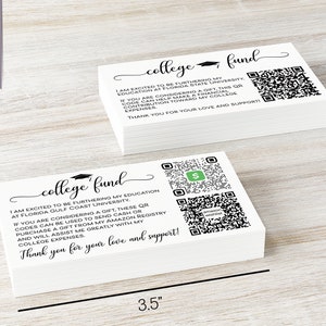 Graduation Gift Insert Card, College Fund QR Code Enclosure Card for ...
