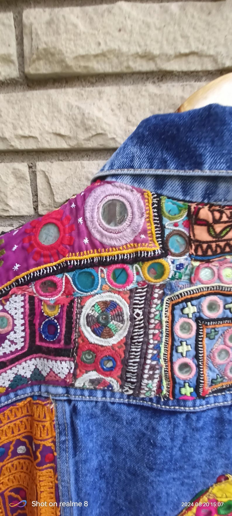 Women Denim Jacket,indian Patchwork,banjara Jacket,vintage Fabric,mirror Work, Boho Hippie Style ...
