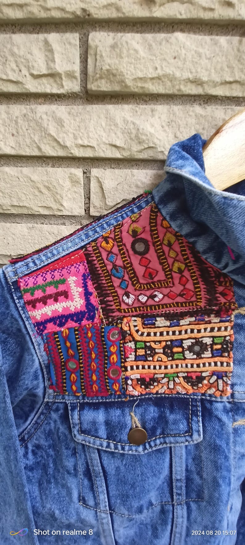 Women Denim Jacket,indian Patchwork,banjara Jacket,vintage Fabric,mirror Work, Boho Hippie Style ...