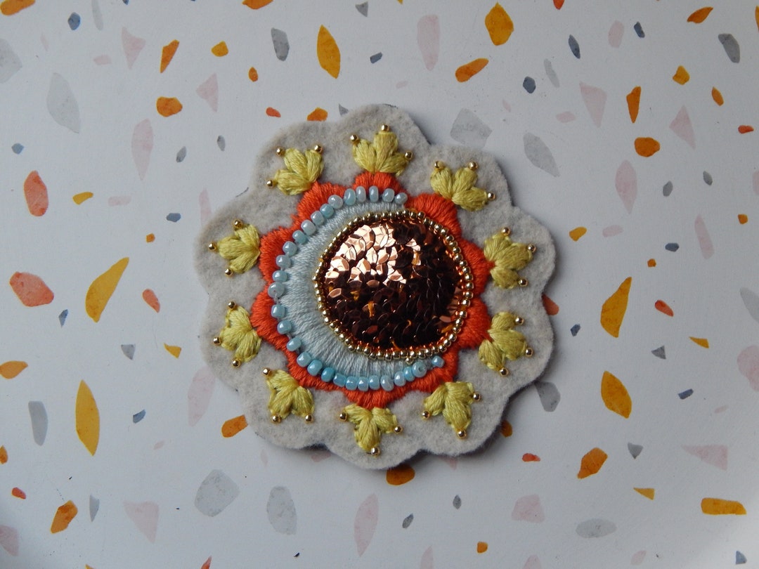 Hand-embroidered Sun/moon Patch - Etsy