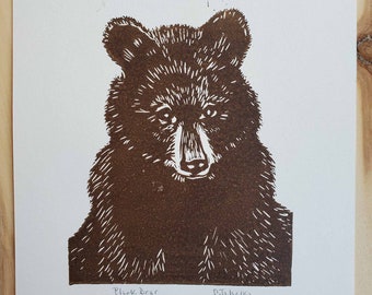 Bear Linocut Print - Etsy
