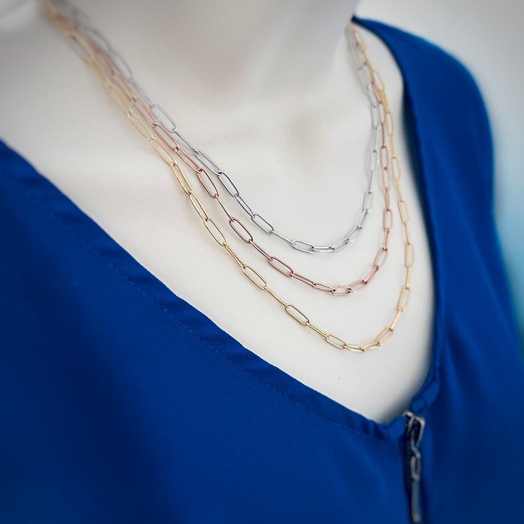 5 Pack- Paper Clip Chain Necklaces, Charm Necklace Supplies, for DIY ...