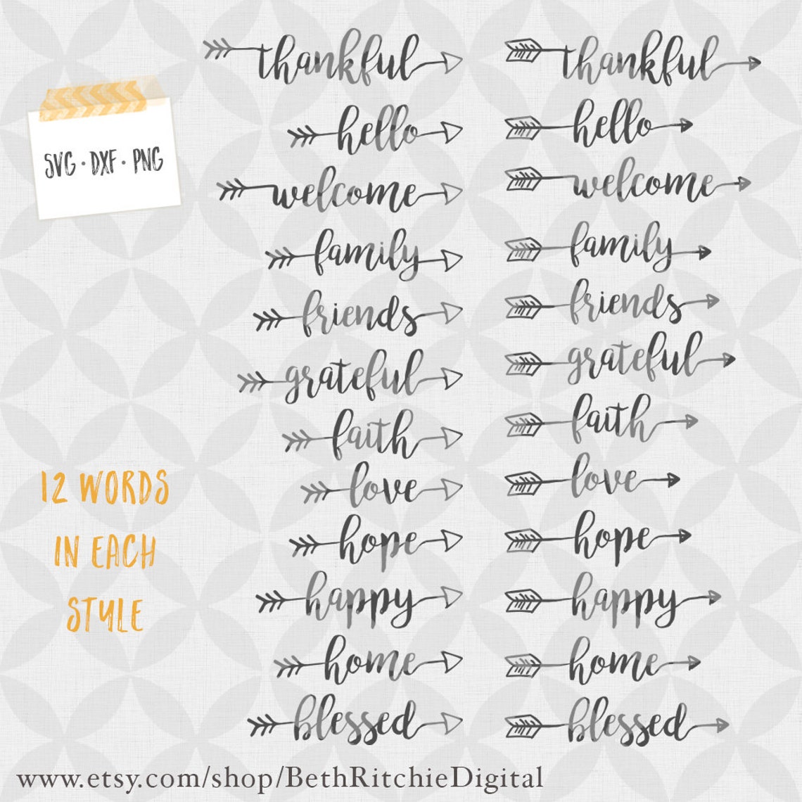 Words With Arrows / Arrow Words - SVG DXF PNG Digital Files - Vector ...