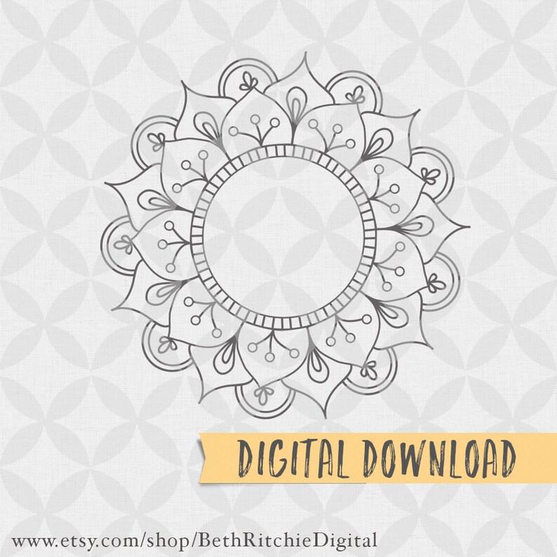 Floral Mandala Monogram Digital File SVG - Vector Cut File, Clipart ...