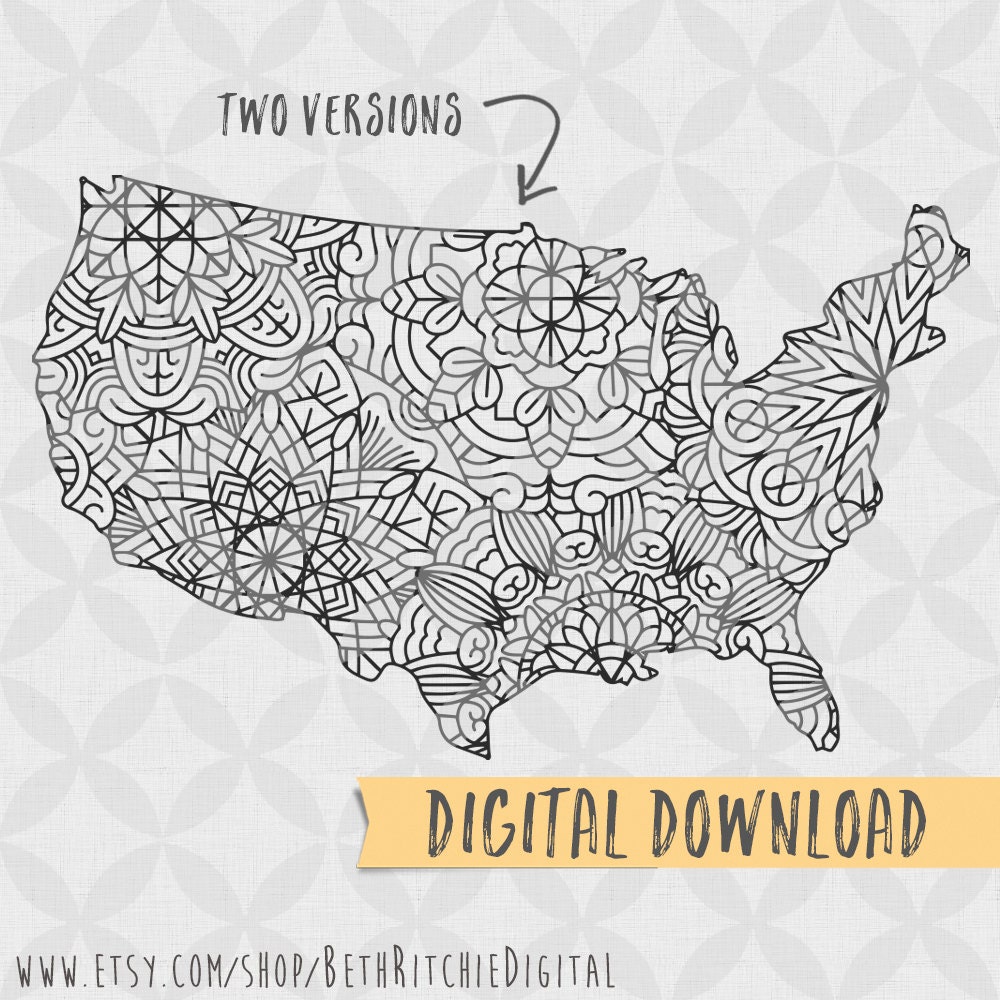United States Mandala Digital File - SVG DXF PNG Digital Download ...