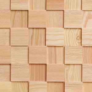 Woody Walls Premium White Ash Square 3D Wall Panels | Wood Mosaic ...