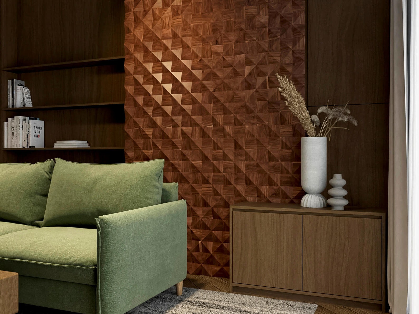 Woody Walls Premium Walnut 3D Wall Panels | Walnut Wood Mosaic | Each ...
