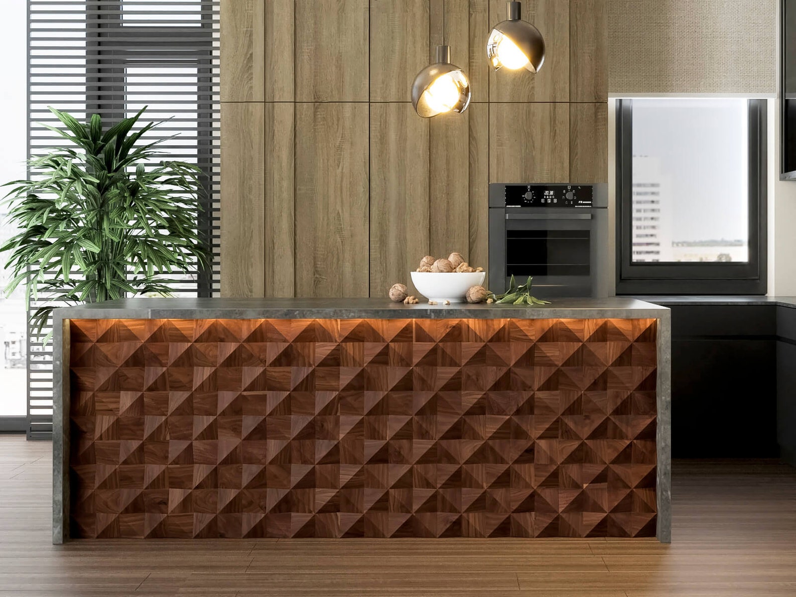 Woody Walls Premium Walnut 3D Wall Panels | Walnut Wood Mosaic | Each ...