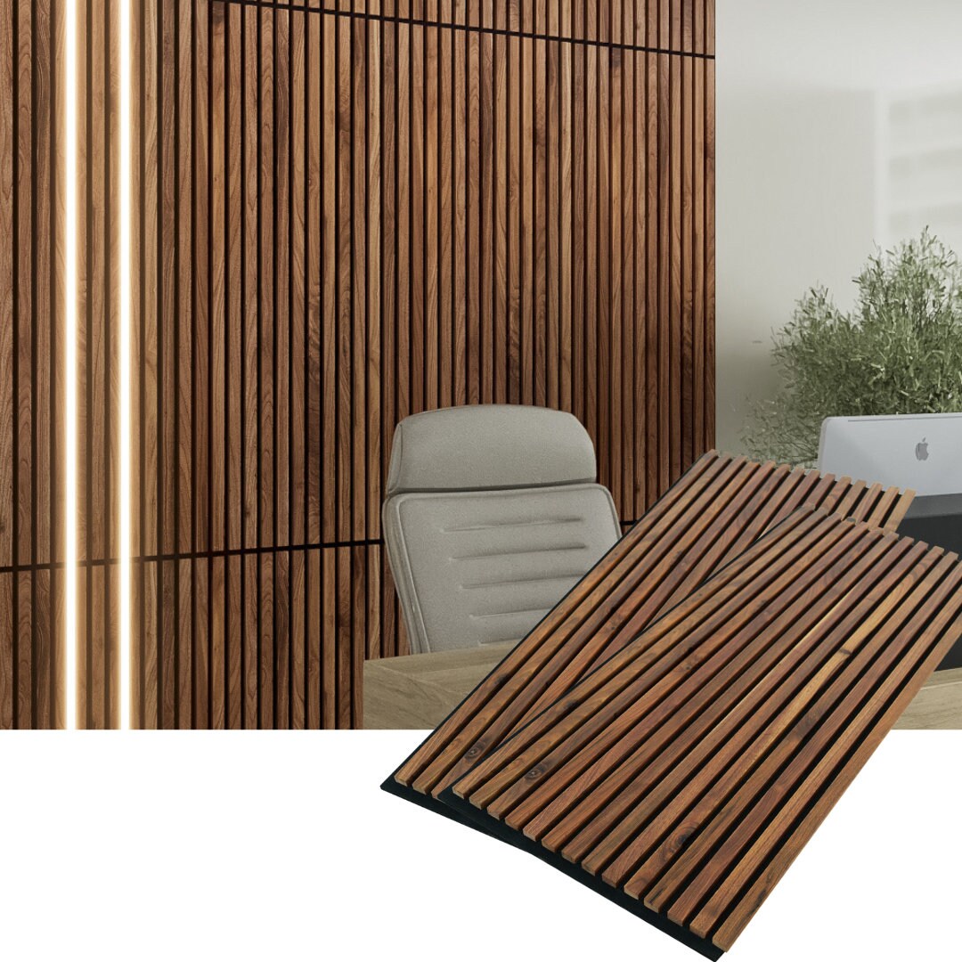 Woody Walls Solid Wood Slat Wall Paneling | Set of 2 Seamless Joint ...