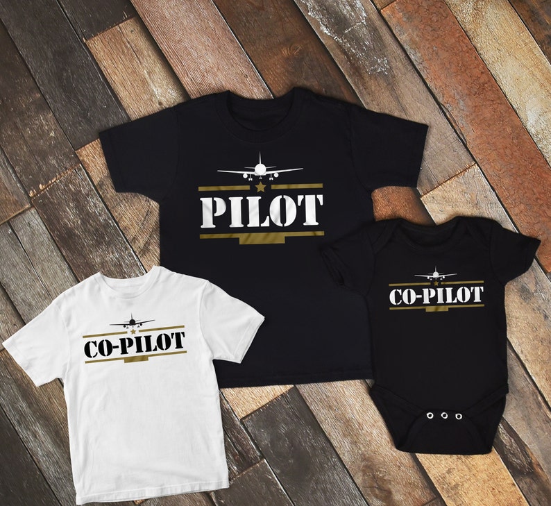 Pilot and Copilot, Dad and Baby Matching Gift Set, Father and Son Shirt ...