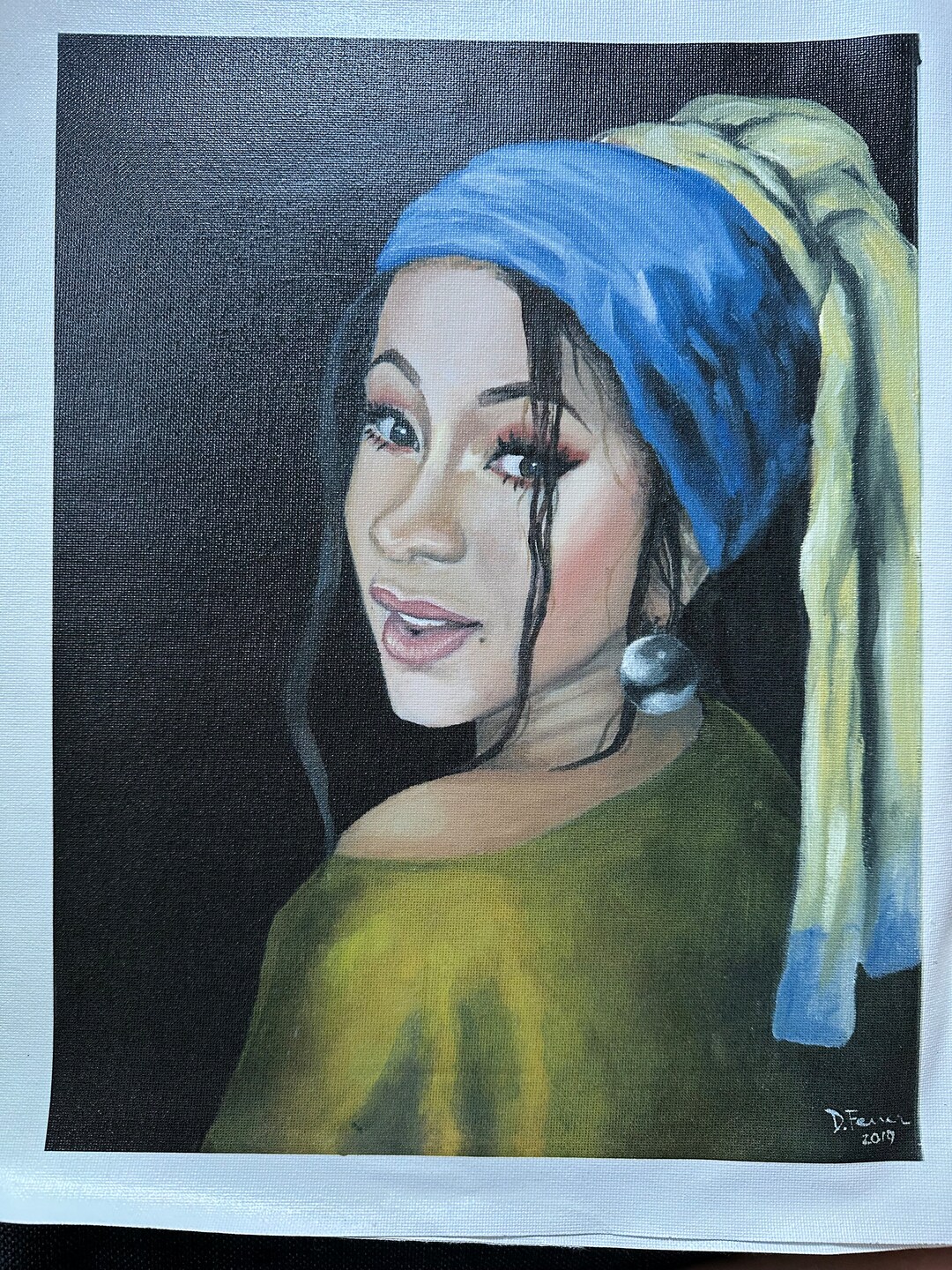 Cardi B With a Pearl Earring - Etsy
