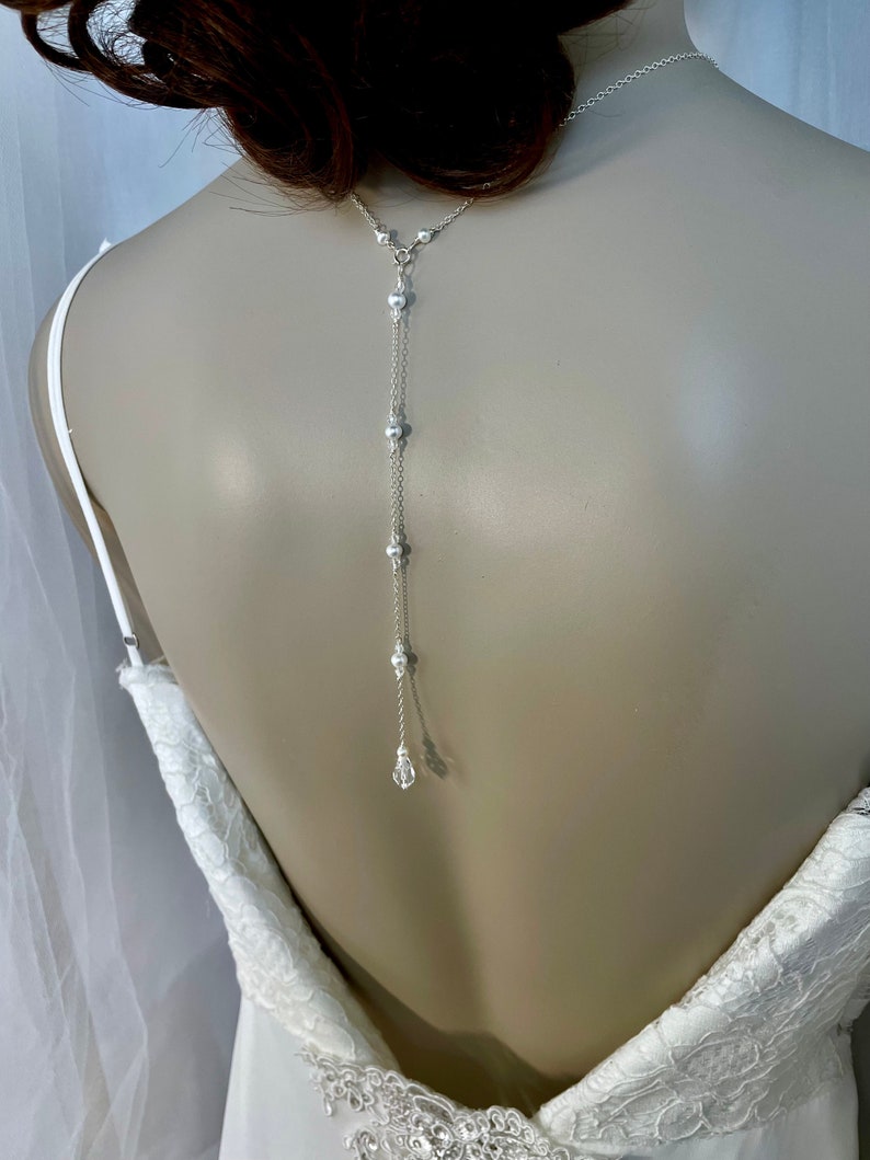 Dainty Pearl Back Necklace for Women Long Backdrop Necklace - Etsy
