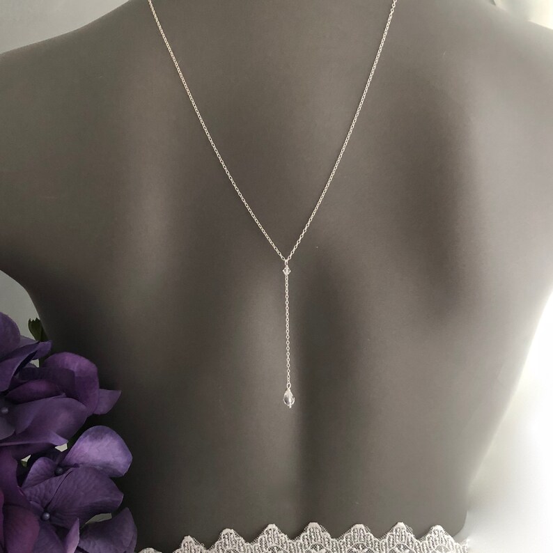 Bridal Necklace With Simple Backdrop Bride Back Necklace - Etsy