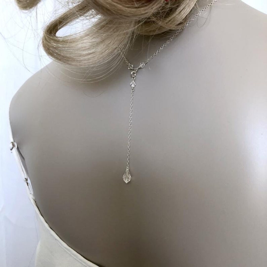 Backdrop Necklace for Bride Crystal Back Drop Necklace - Etsy