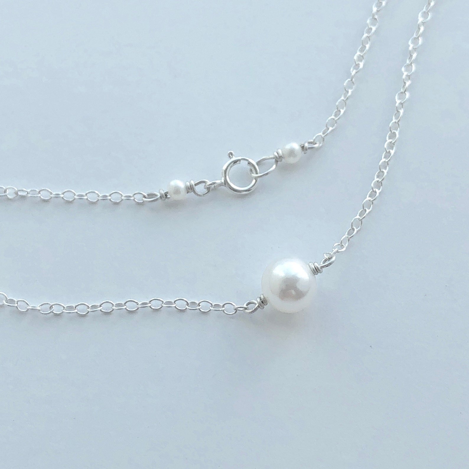 Dainty Pearl Back Necklace for Women, Long Backdrop Necklace for Bride ...