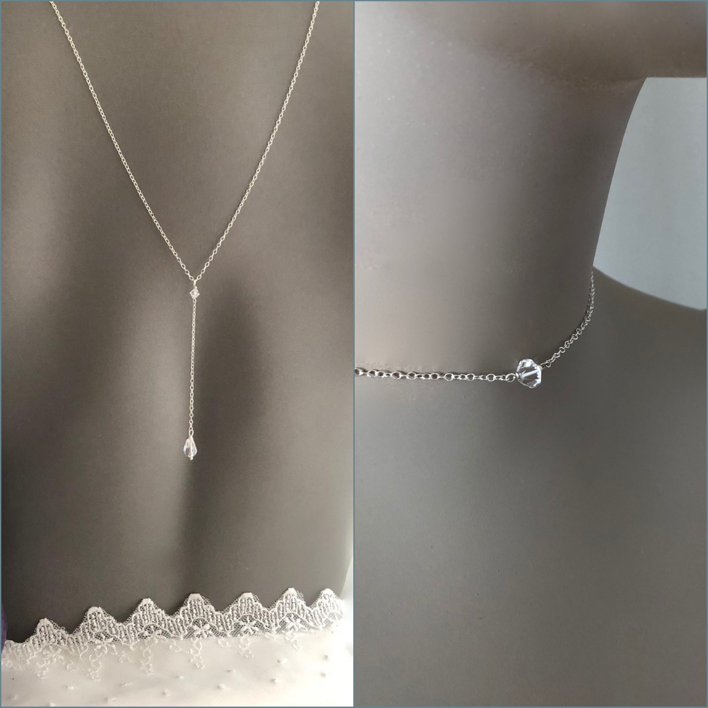 Silver Backdrop Necklace Simple Bridal Wedding Jewelry | Etsy