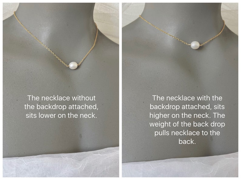 Dainty Pearl Back Necklace for Women Long Backdrop Necklace - Etsy