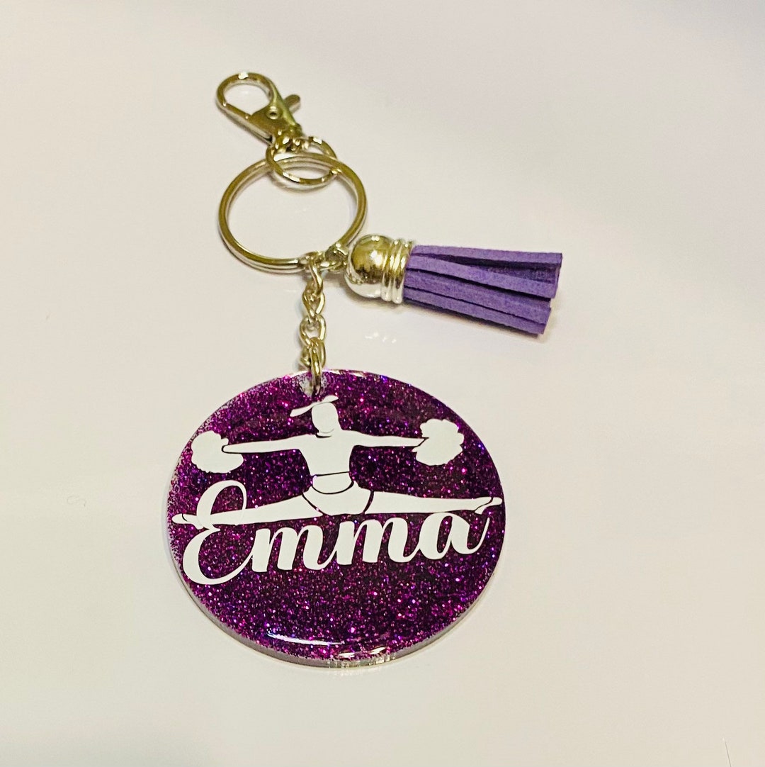 Personalized Glitter Dance/cheer Team Acrylic Keychain, Dance Bag Tag ...