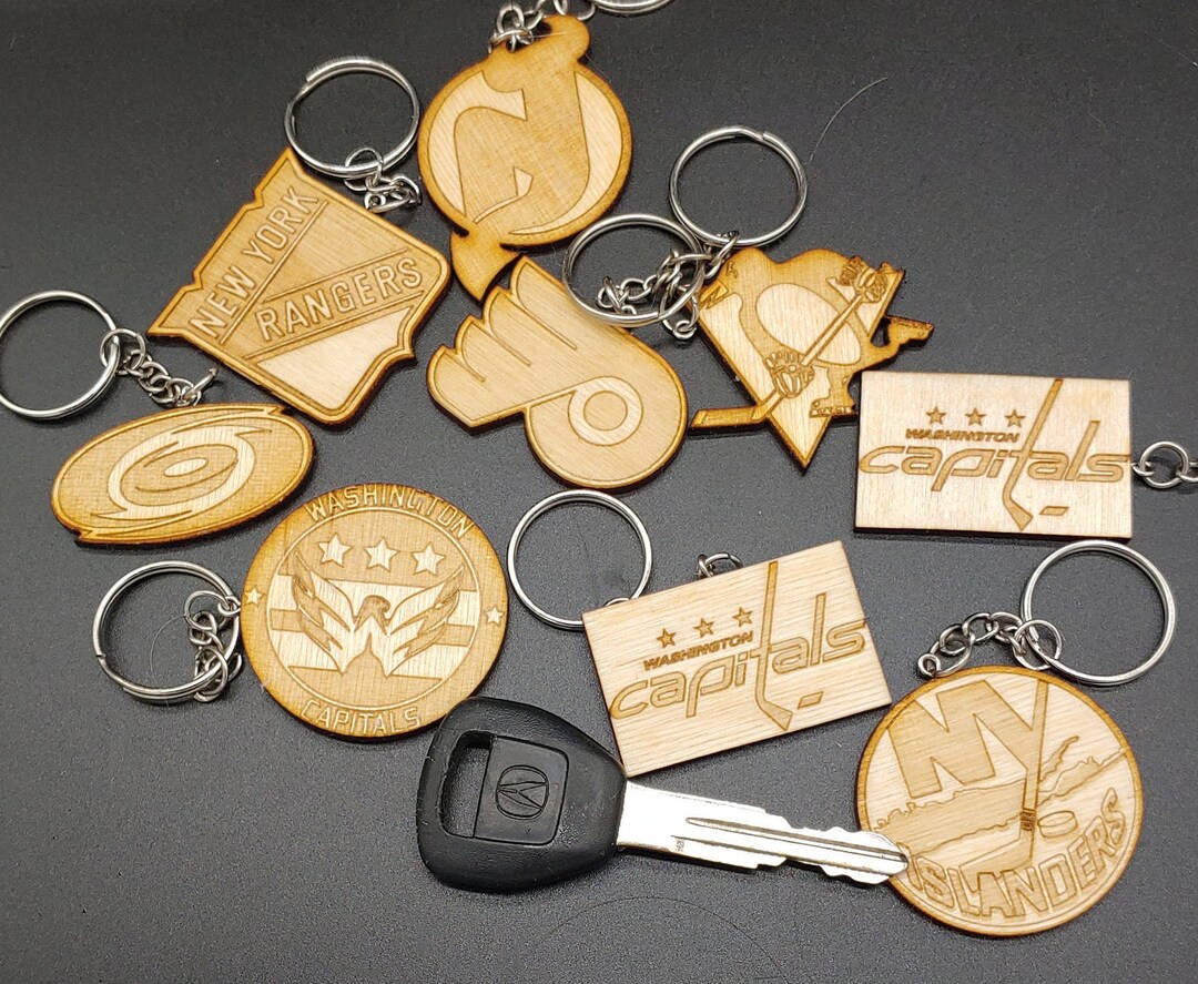 NHL, Metropolitan Division, Team Logo Keychains, Laser Cut and Engraved ...