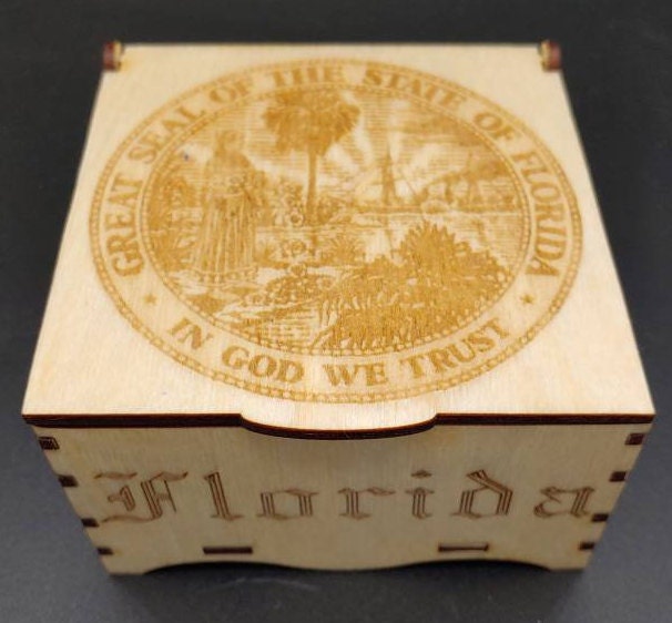 State Slogan Boxes Laser Cut and Engraved on Wood | Etsy