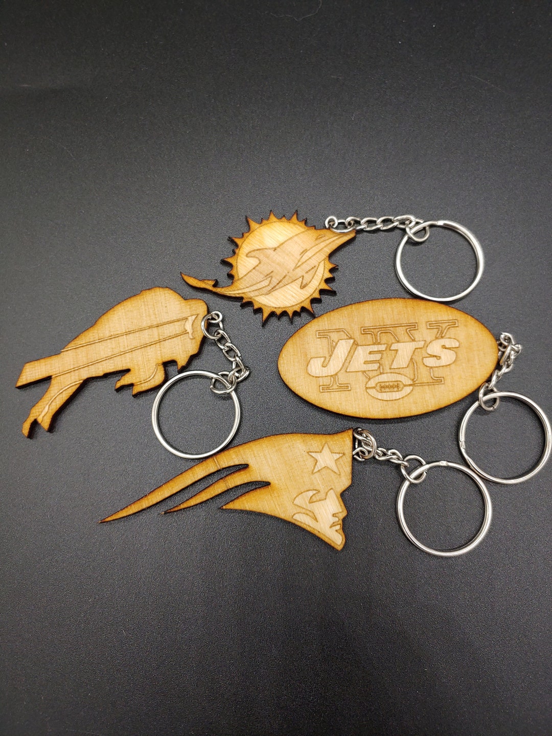 NFL AFC East Team Logo Keychains Laser Cut and Engraved on - Etsy