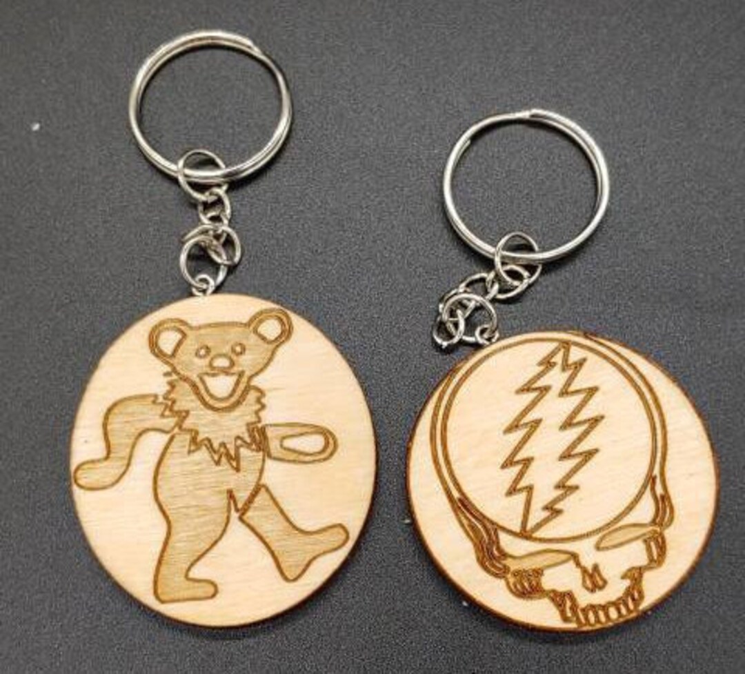 The Grateful Dead Themed Keychains, Laser Cut and Engraved on Wood - Etsy